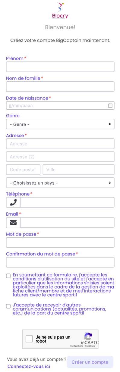 Réservation et paiement en ligne - Complexe sportif de Blocry
